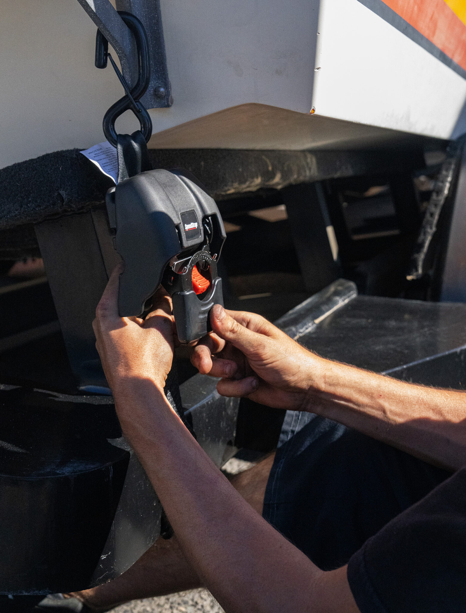 Stainless Steel Retractable Marine Transom Tie-Down Straps | SpeedStrap