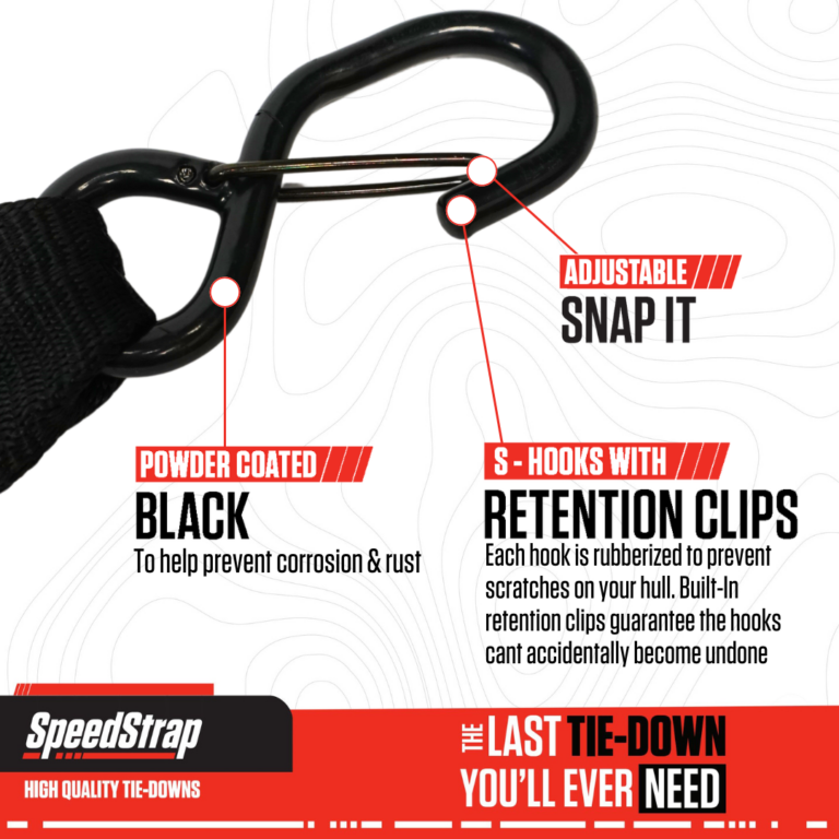 2” x 4’ Marine Transom Tie-Down Straps with Snap S-Hooks (2 Pack ...